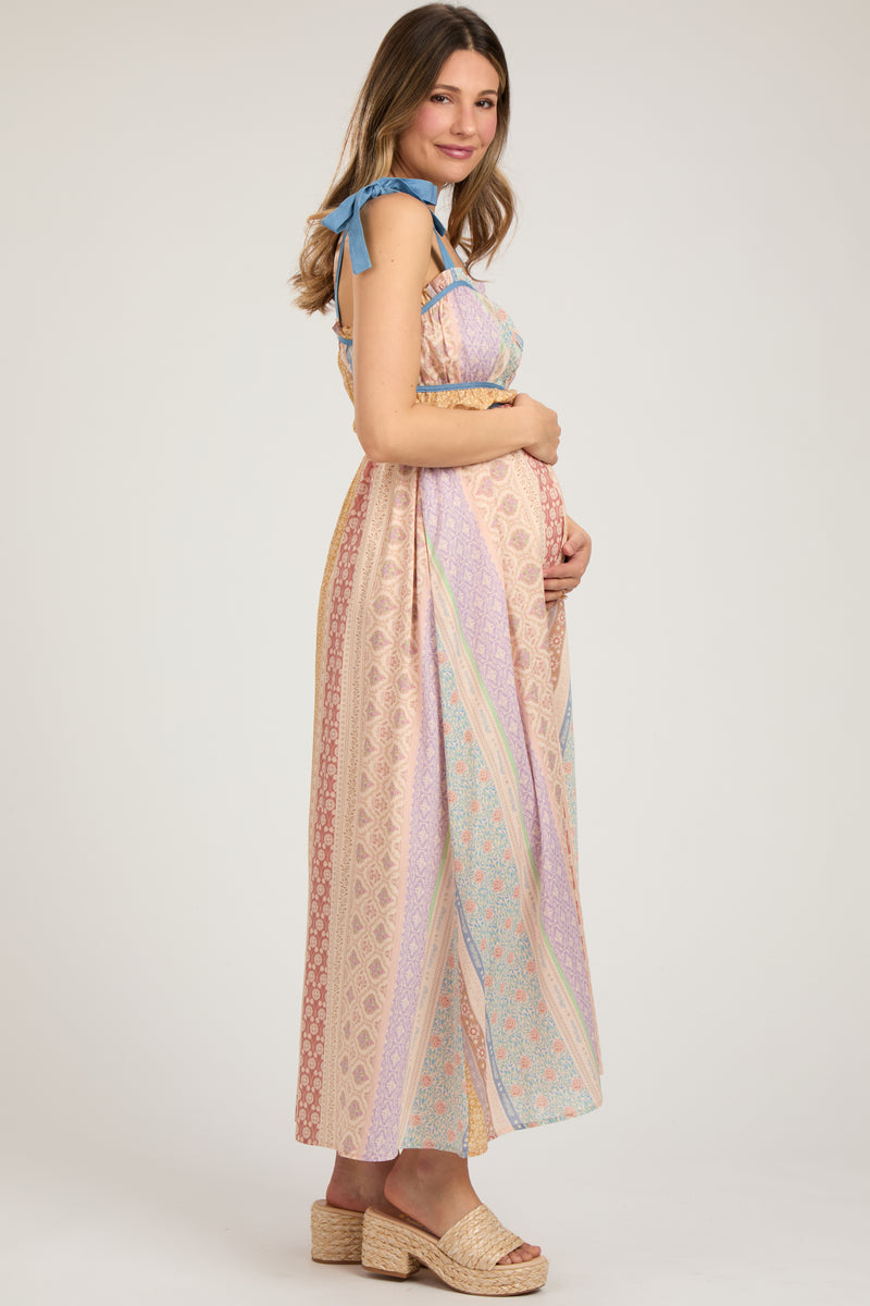 Light Blue Floral Handkerchief Print Maternity Midi Dress– PinkBlush