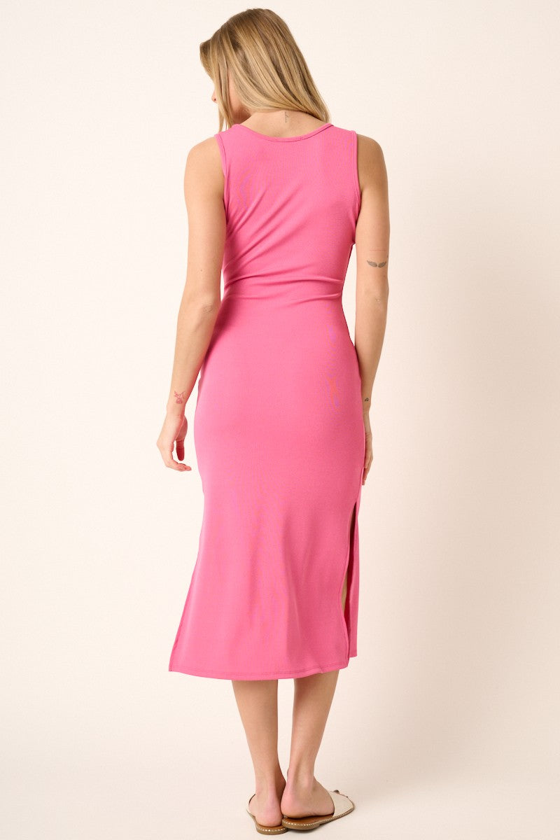 Pink Sleeveless Double Slit Midi Dress– PinkBlush