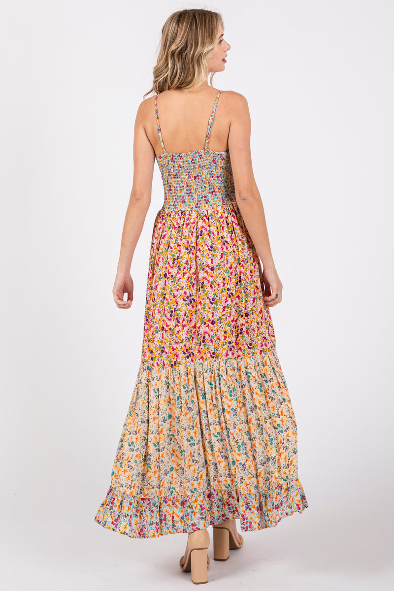 Multi-colored V-Neck Front Twist Maxi Dress – PinkBlush