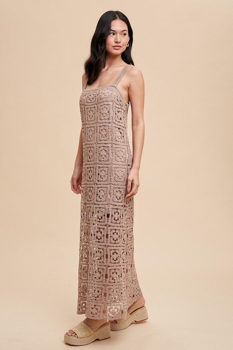 Mushroom Crochet Maxi Tank Dress– PinkBlush